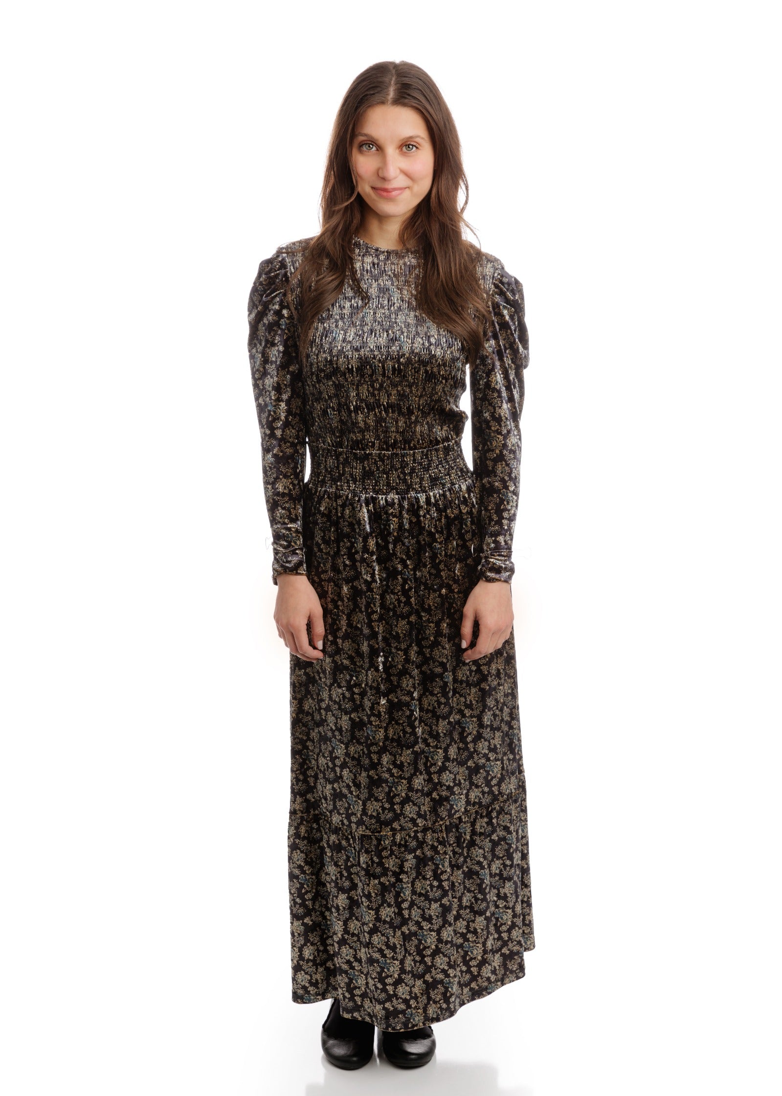 Printed Velvet Skirt With Smocked Waist Band – The Runway Company