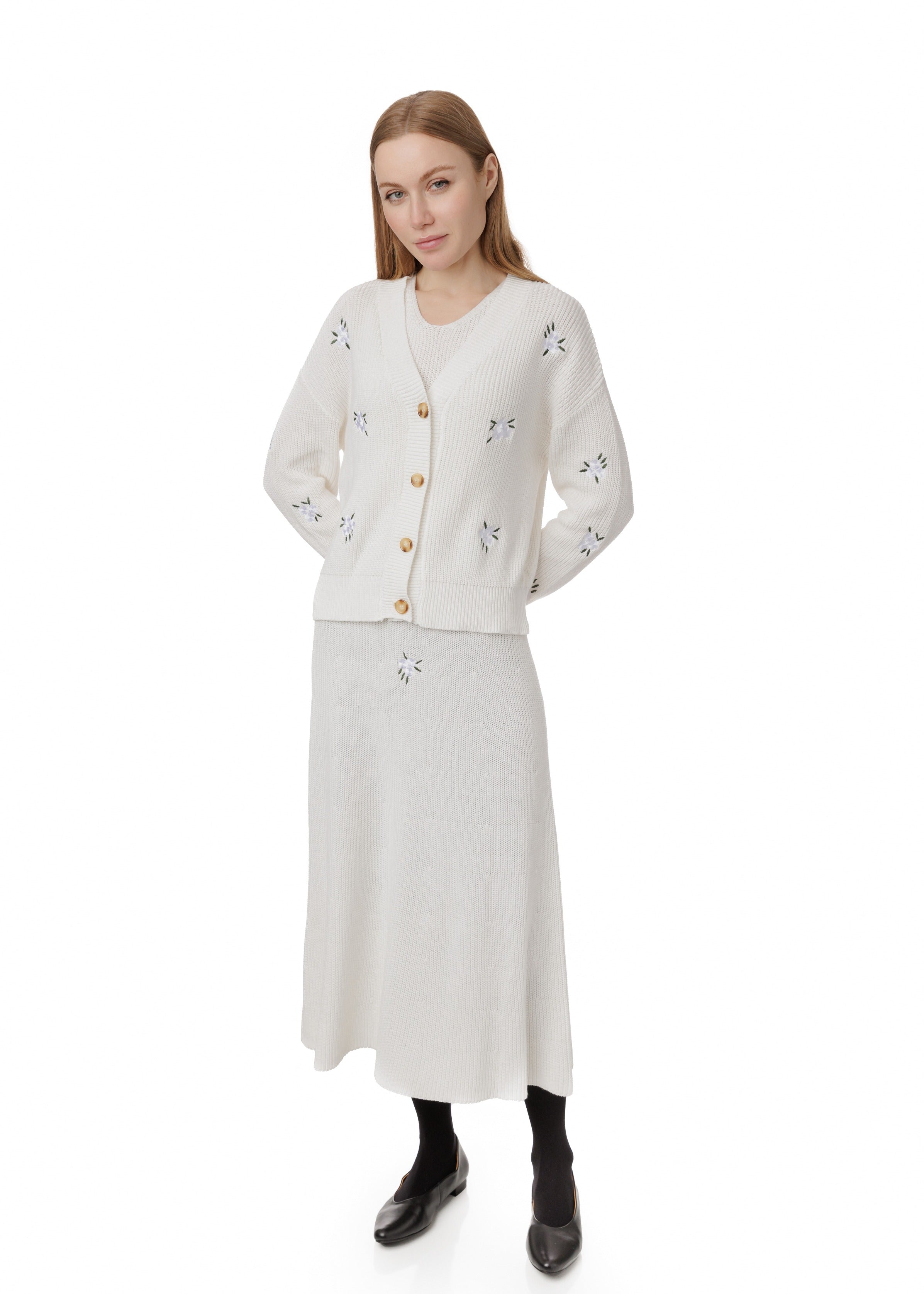 Embroidered Knit Jumper With Cropped Knit Overlay - Ivory – The Runway ...