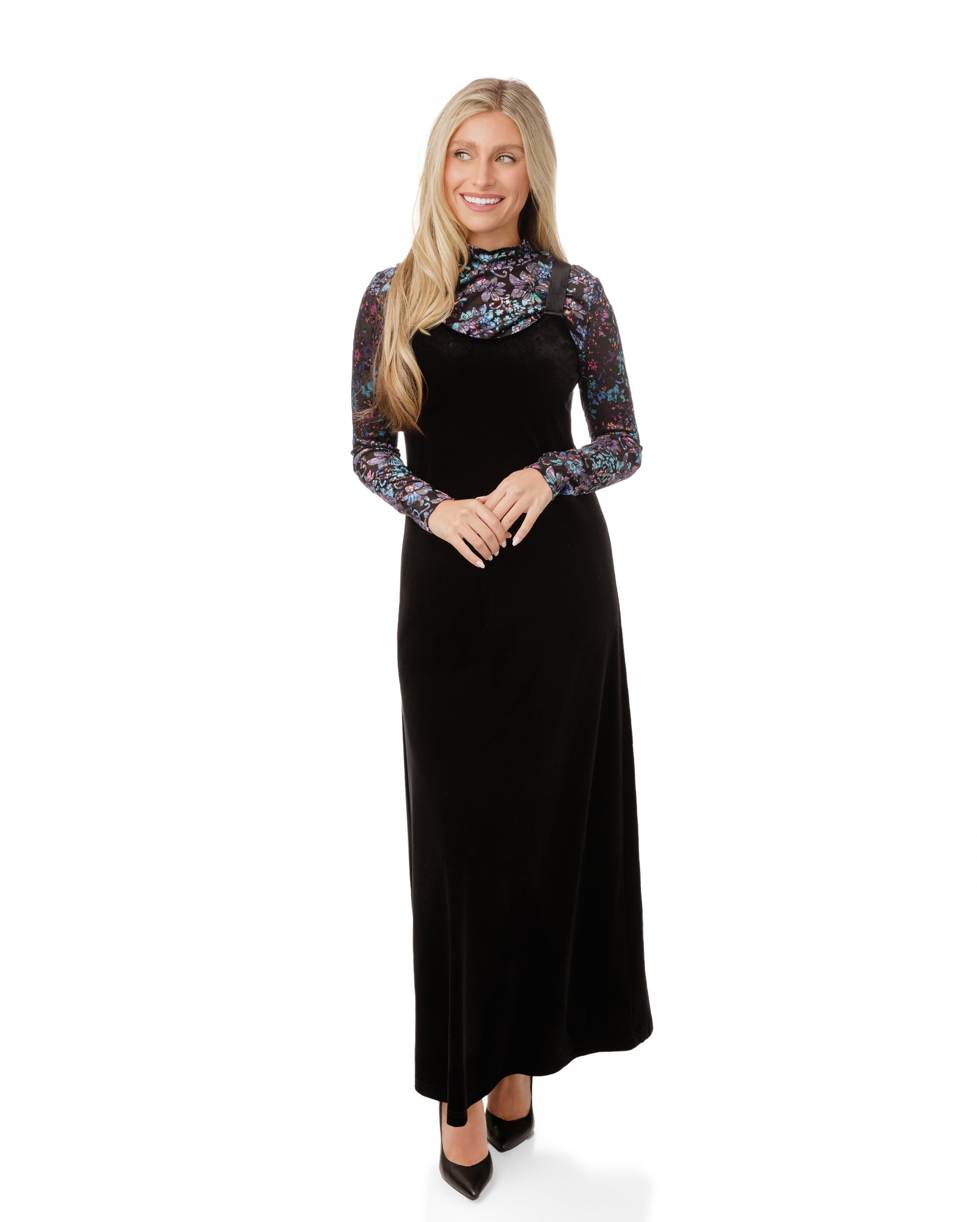 Black Velvet Jumper With Printed Cut Velvet Underlay – The Runway Company