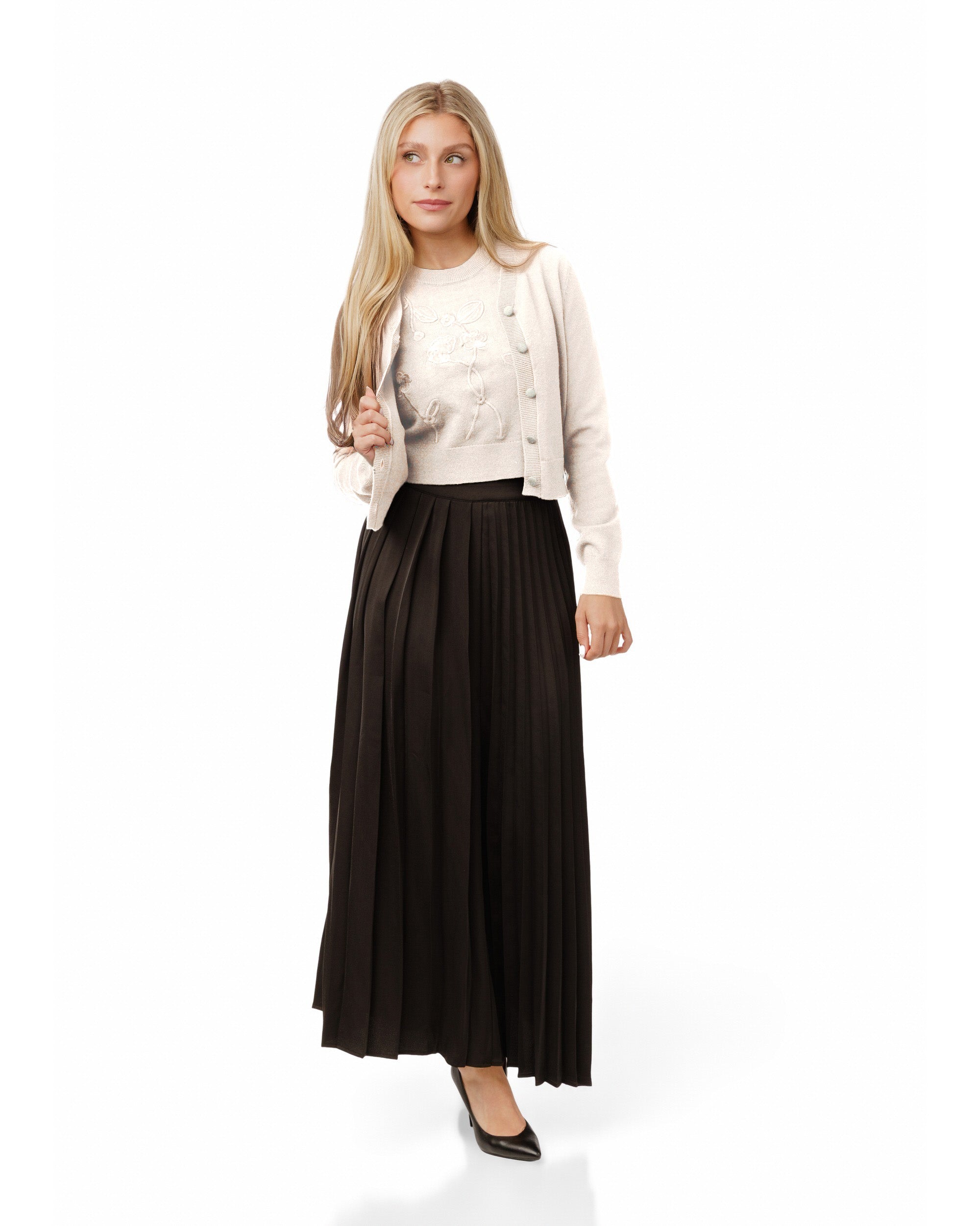 Two Piece Embroidered Knit Top - Ivory – The Runway Company